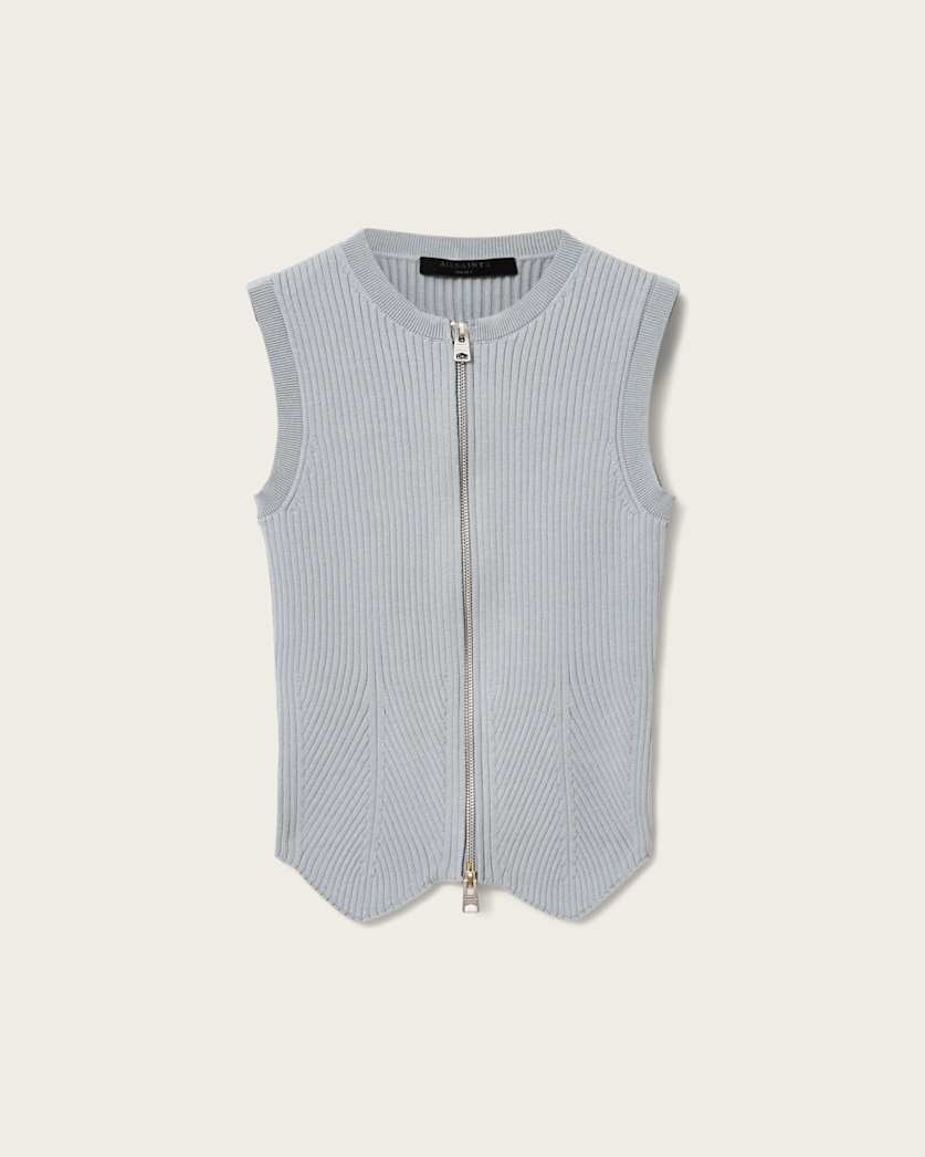 Cruz Zip Slim Fit Vest STEEL BLUE | ALLSAINTS US